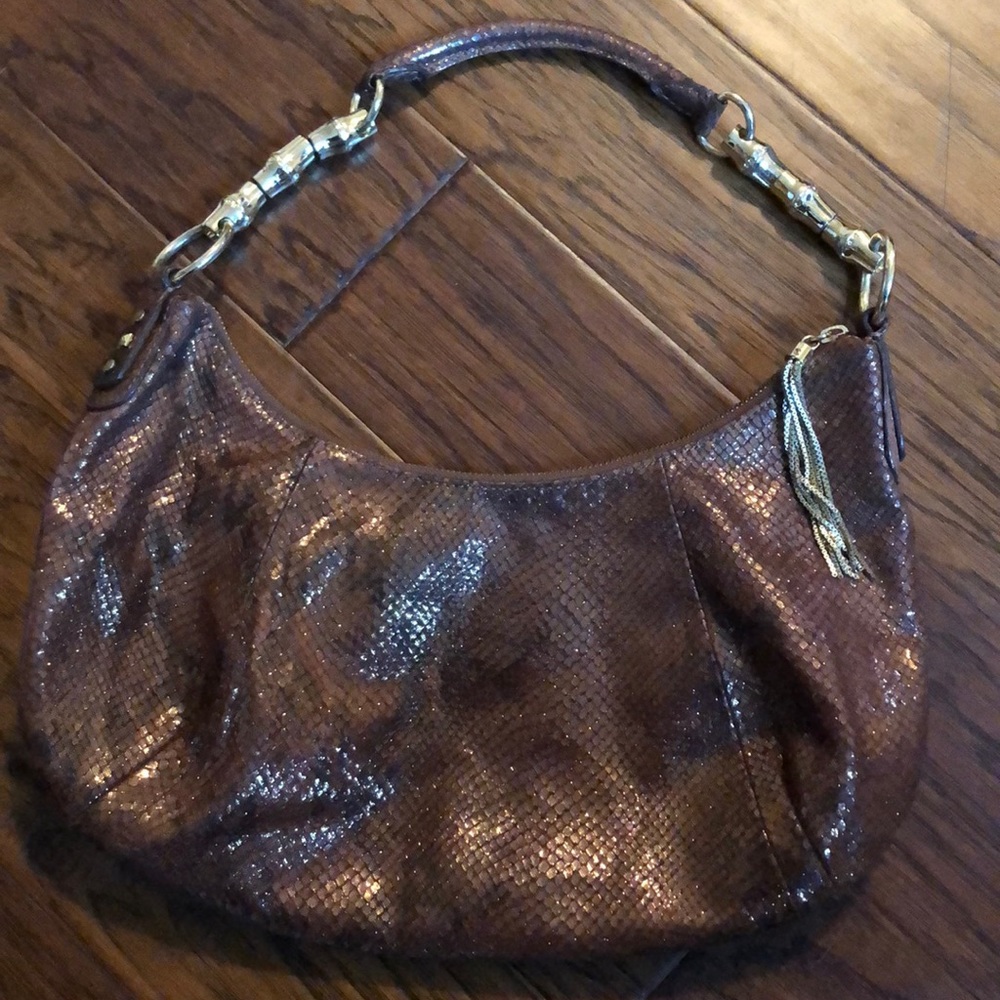 Stunning Cow Skin Snake Print Hobo Bag - Gem